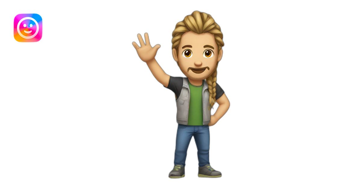 manbun gamer waving emoji | AI Emoji Generator