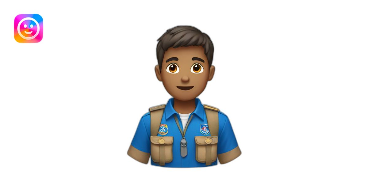 Scout boy with a blue scout shirt emoji | AI Emoji Generator