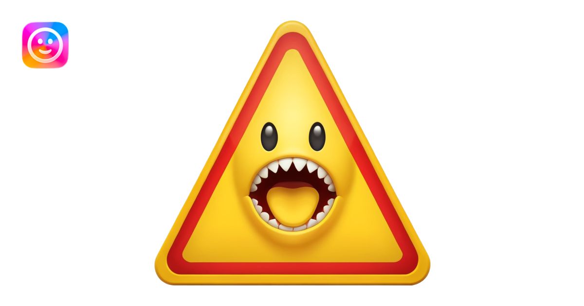 A hazard sign that says bite risk on it emoji | AI Emoji Generator