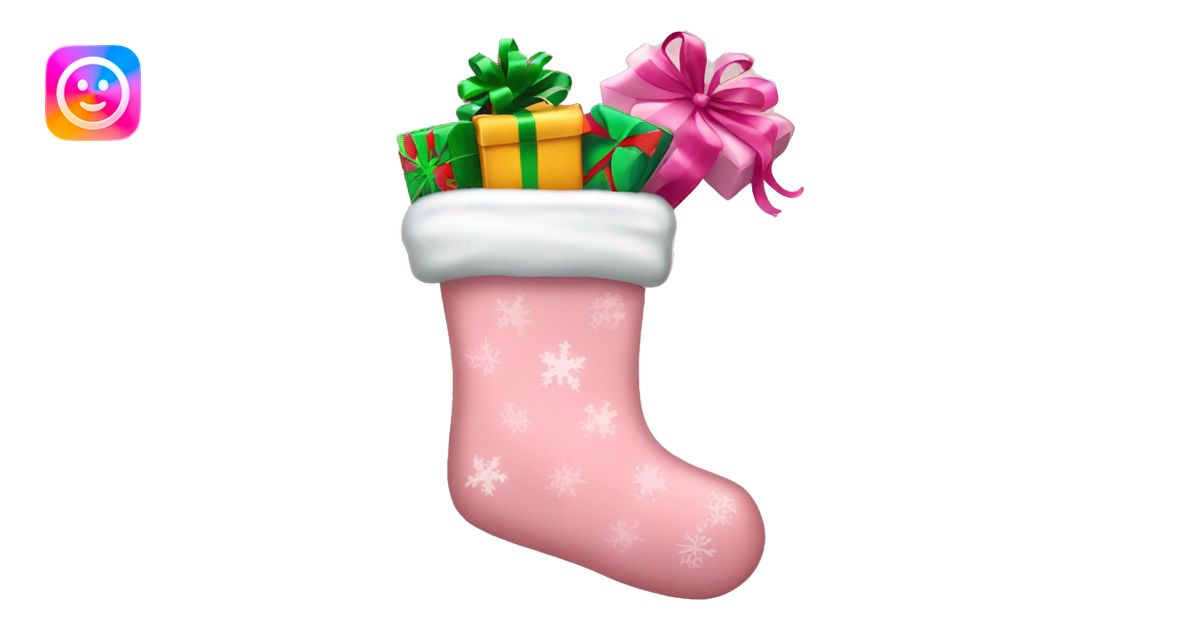 Light pink christmas stocking with presents inside emoji | AI Emoji ...