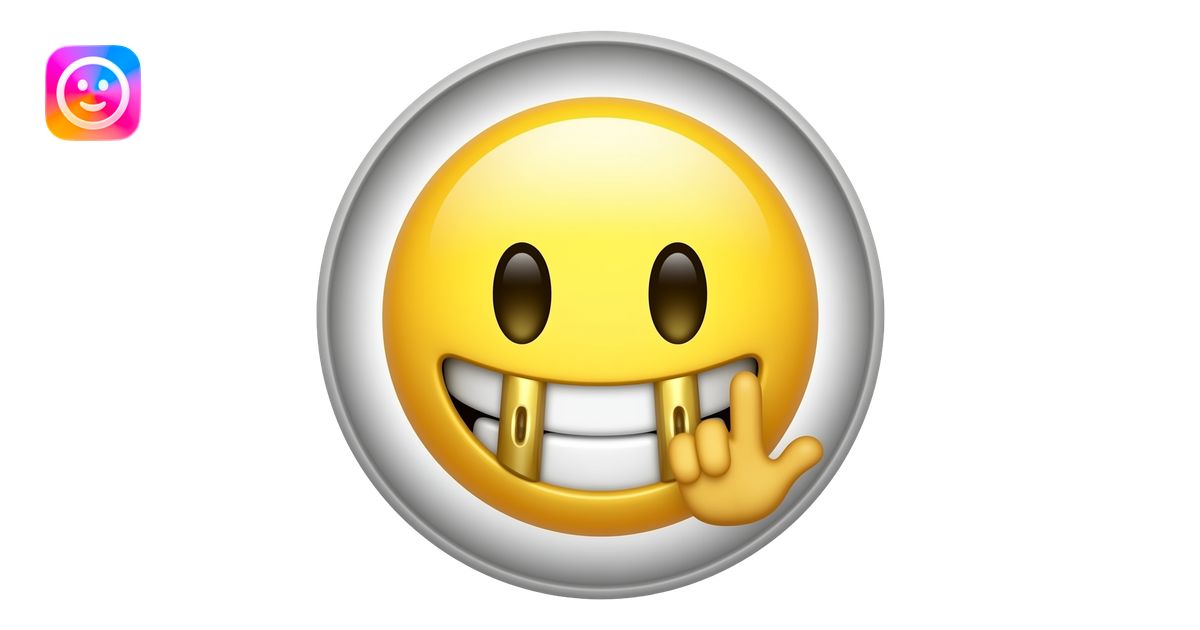 Normal yellow imoji showing his teeth with his hand his teeth have gold ...