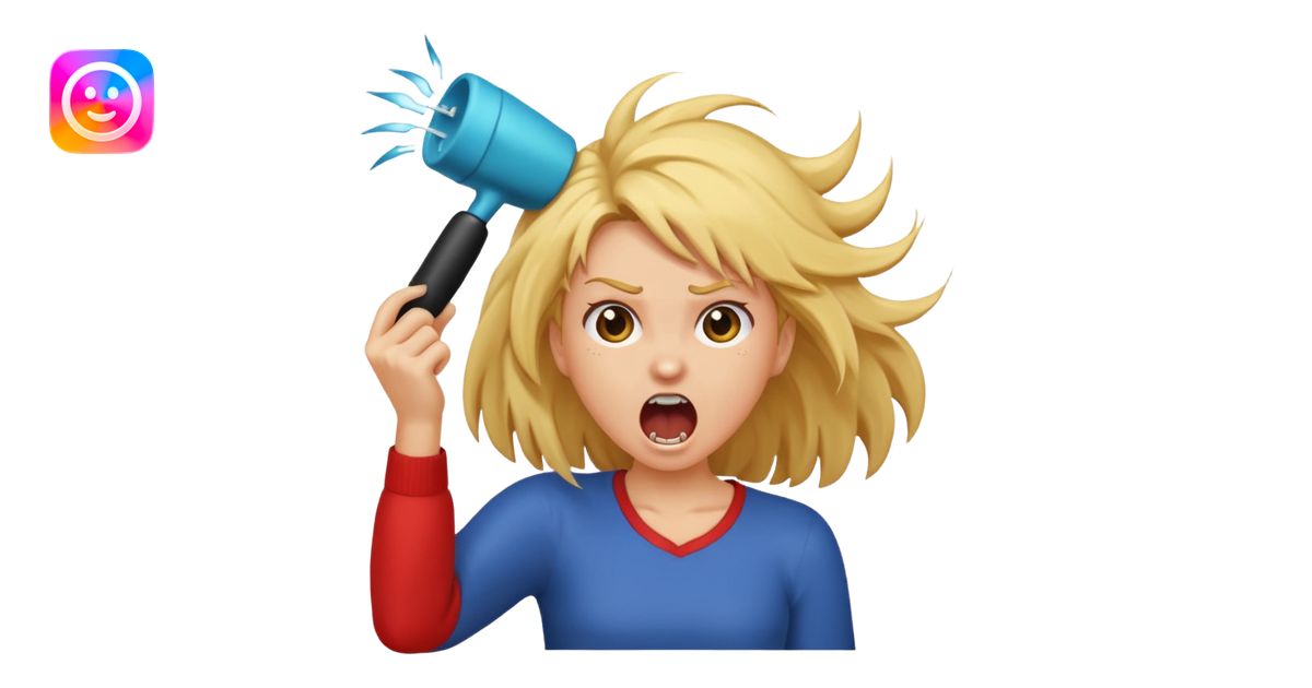 Girl ripping hair out yelling holding hair emoji | AI Emoji Generator