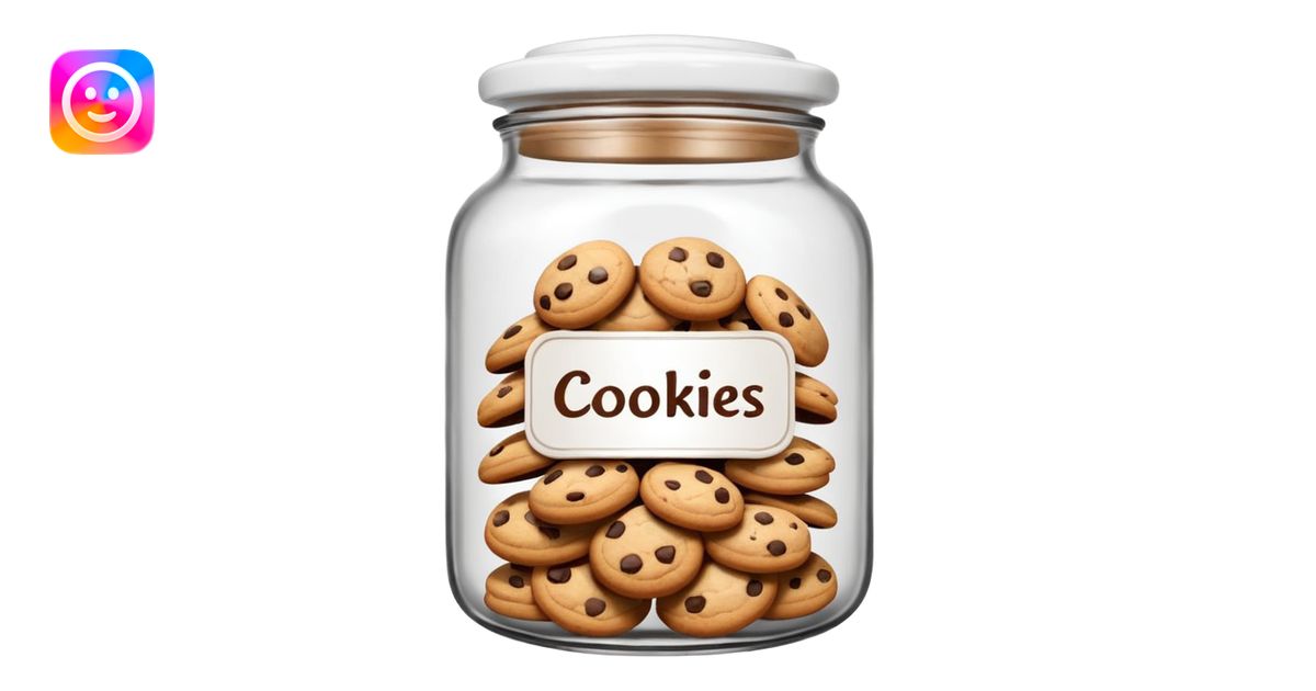 Ceramic jar with “Cookies” label and lid emoji | AI Emoji Generator