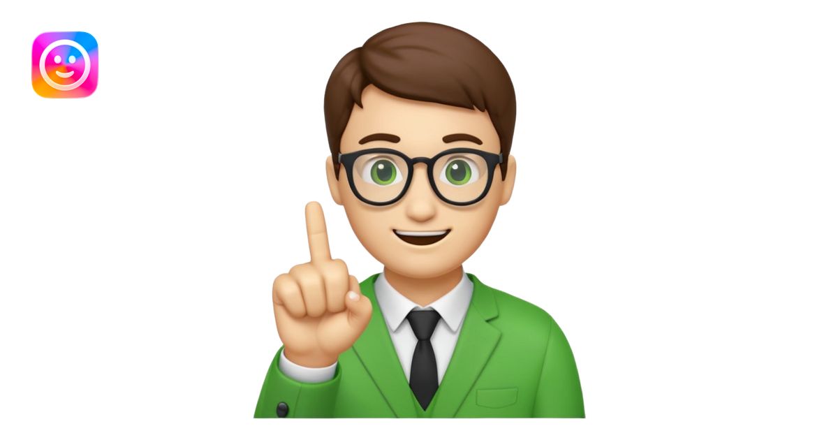 a normal emoji with nerd face and a finger upp with greenscreen emoji ...