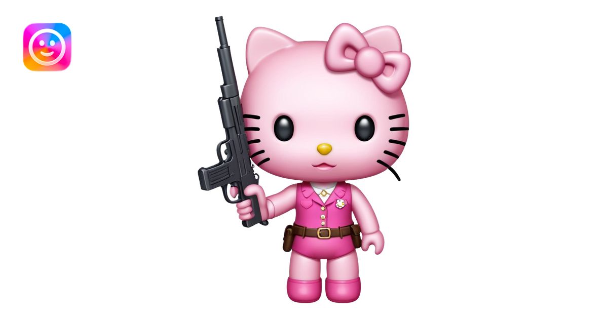 Hello kitty with a gun emoji | AI Emoji Generator