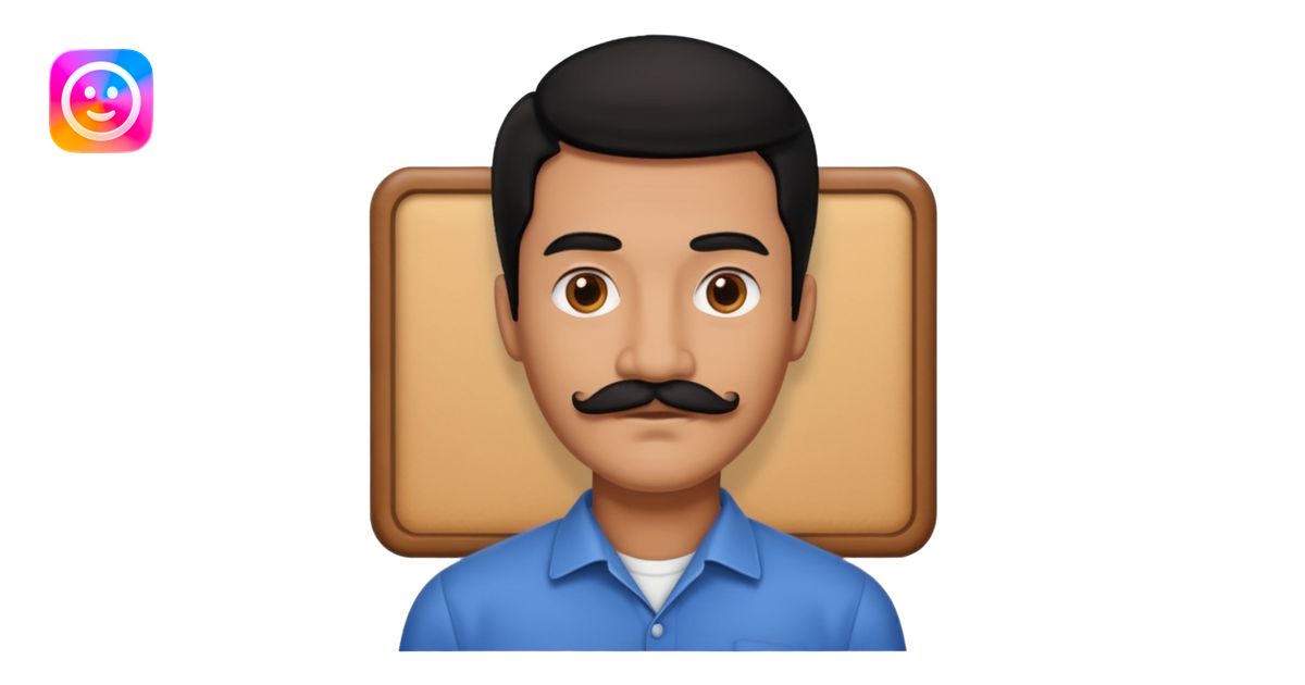 man with black hair on the right side with a rectangular mustache emoji ...