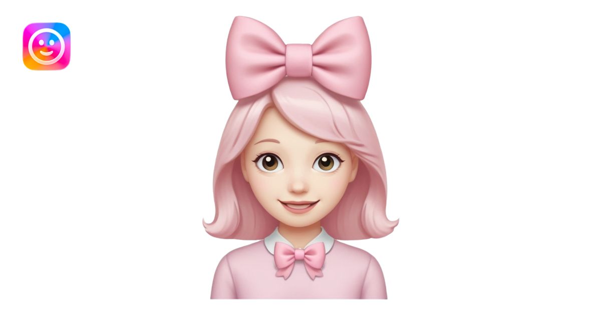 classic laughing emoji with a very pretty pale pale pink bow emoji | AI ...