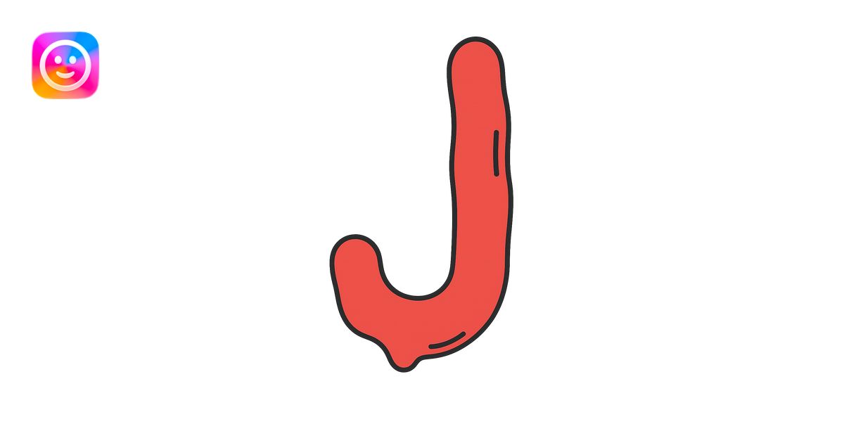 red paint smear or smudge in the shape of a J, flat color clip art ...
