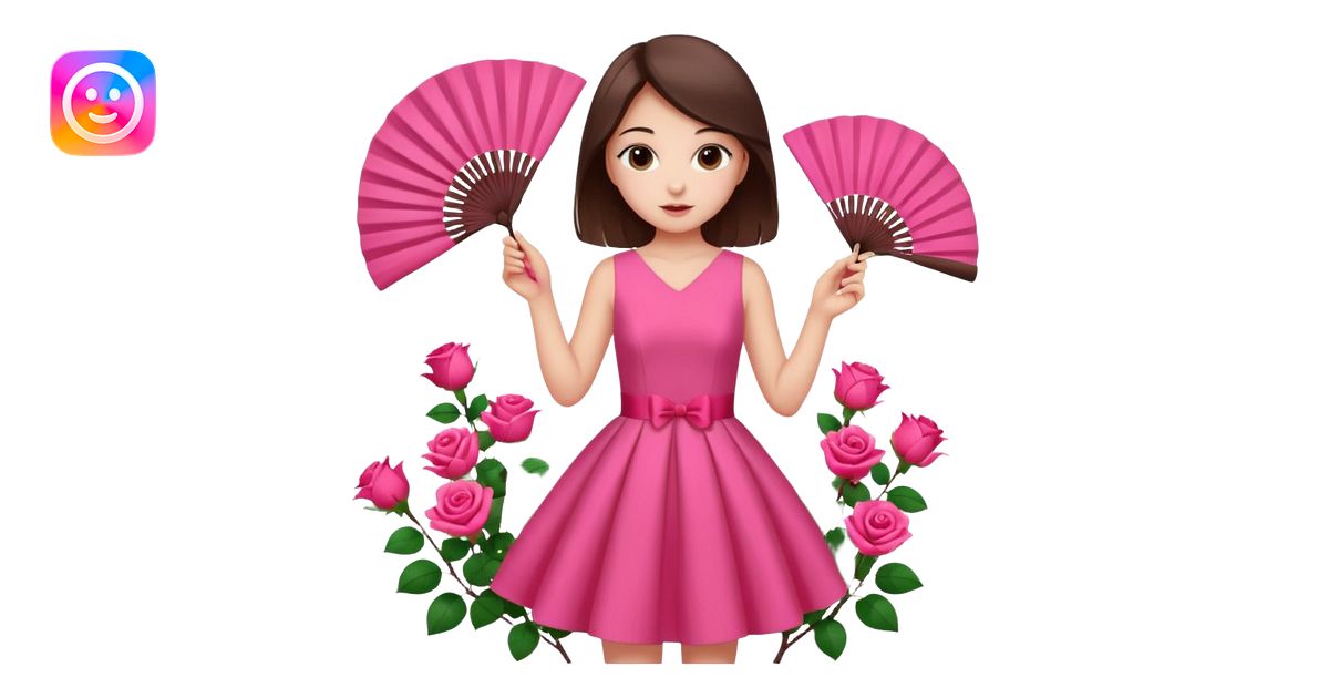 Clean girl pink fan and I love rose emoji | AI Emoji Generator
