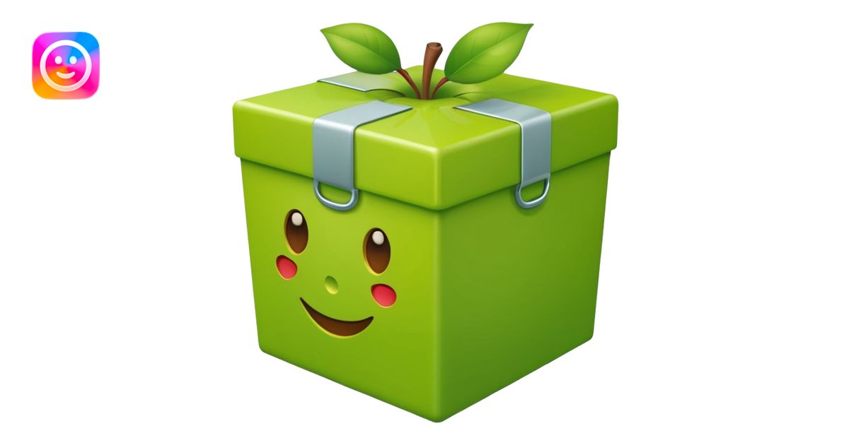 light green shipping box, apple style emoji, matching the shape and ...
