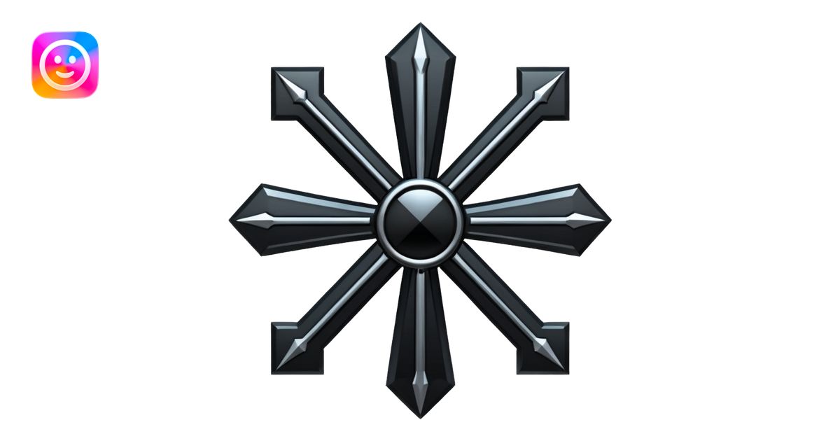 Emoji, dark futuristic cross, symmetrical geometric shape, black metal ...