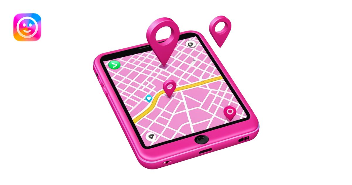 pink gps map lines emoji | AI Emoji Generator