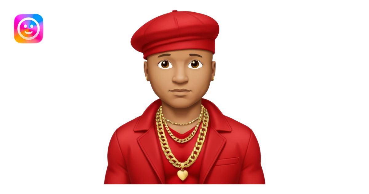 LL Cool J shirtless with necklace, red jacket emoji | AI Emoji Generator