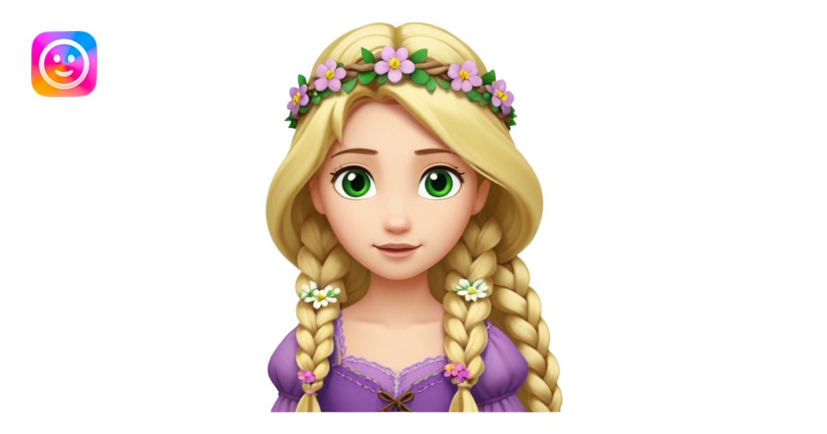 tangled disney rapunzel fair skin green eyes blonde hair emoji | AI ...