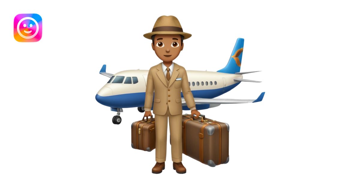Visage homme créole réunionnais avec chapeau arrive avion emoji | AI ...