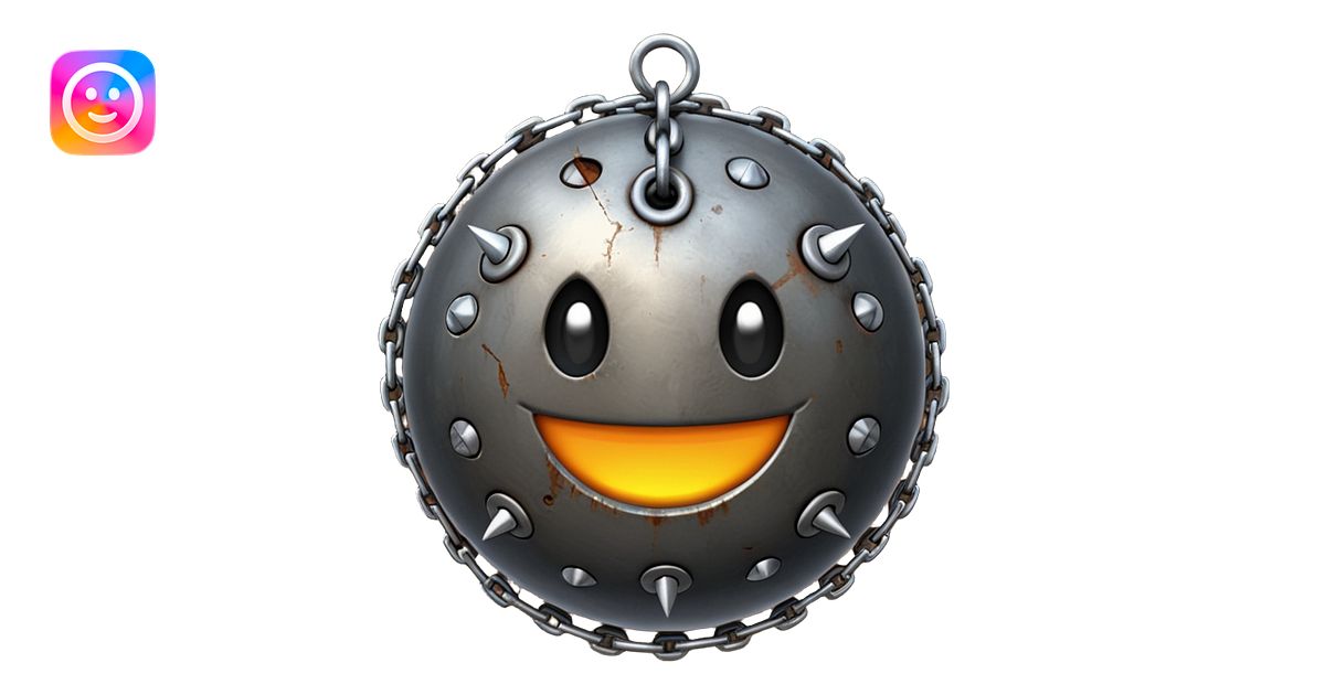 iPhone text message emoji size ball, and chain with spikes emoji | AI ...