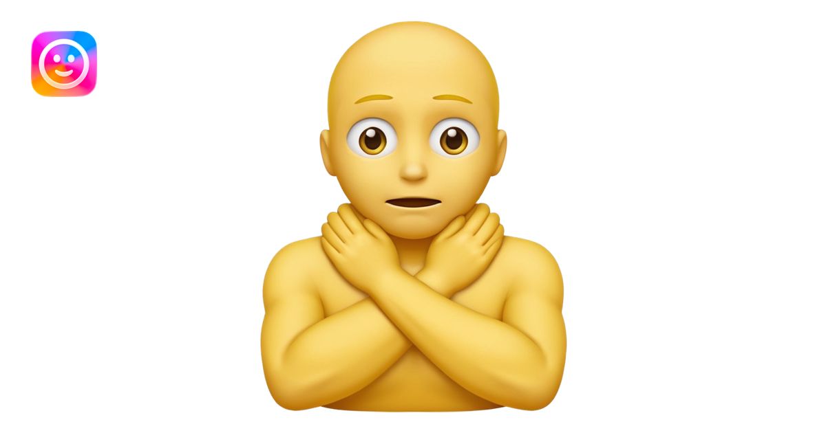 Yellow face emoji strangling itself with 2 arms crossed and hands ...