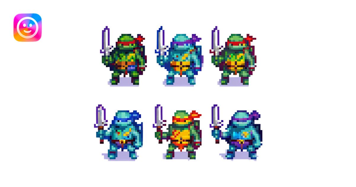 Teenage Mutant Ninja Turtles, pixel art style, retro video game look ...