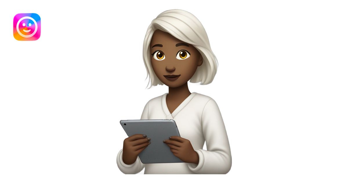 girl drawing on ipad with her Apple Pencil emoji | AI Emoji Generator