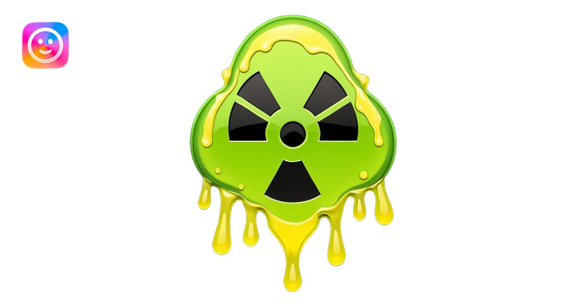radioactive hazard symbol stylized to look like it is melting. The ...