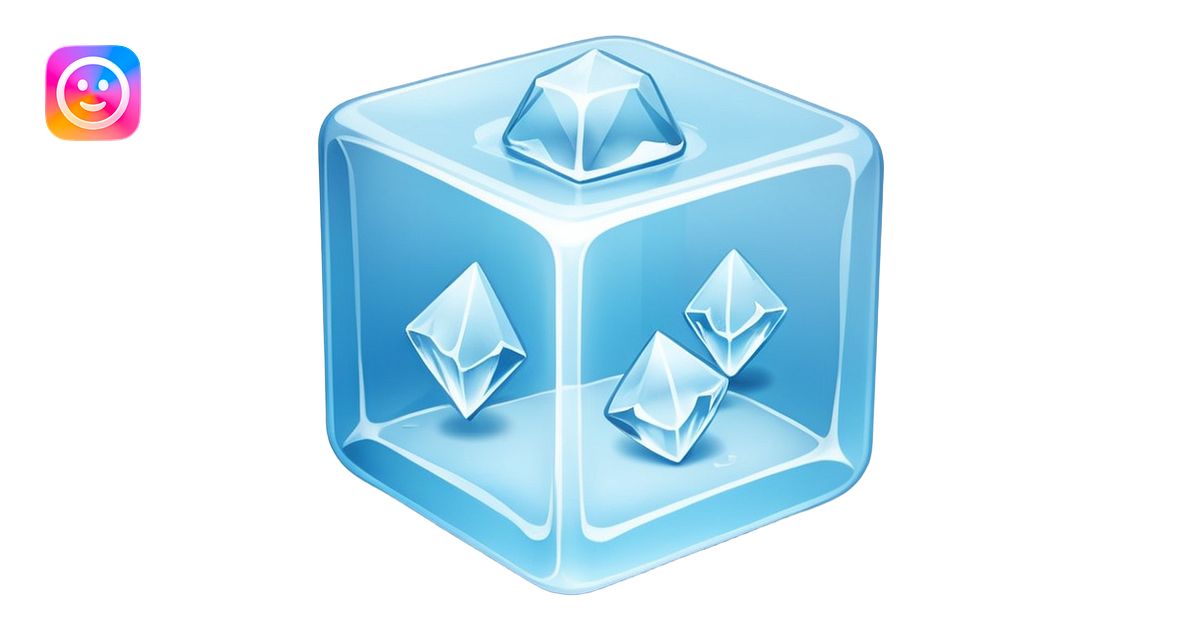 ice cube object icon, crystal clear ice, glossy, small frost details ...