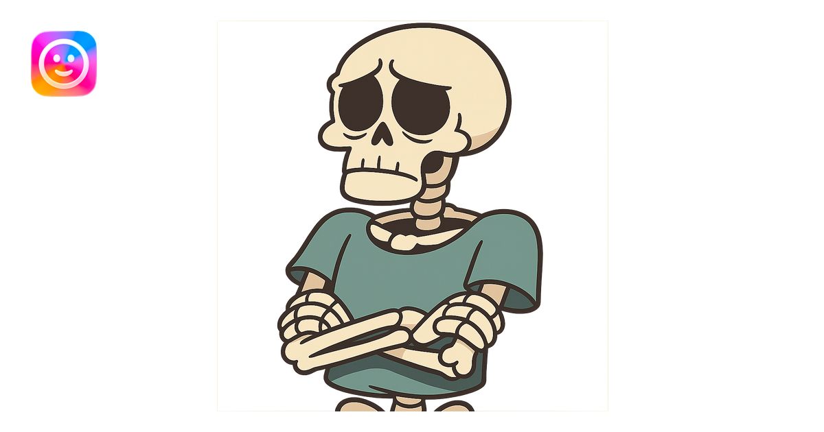 skeleton head, cartoon style illustration | AI Emoji Generator