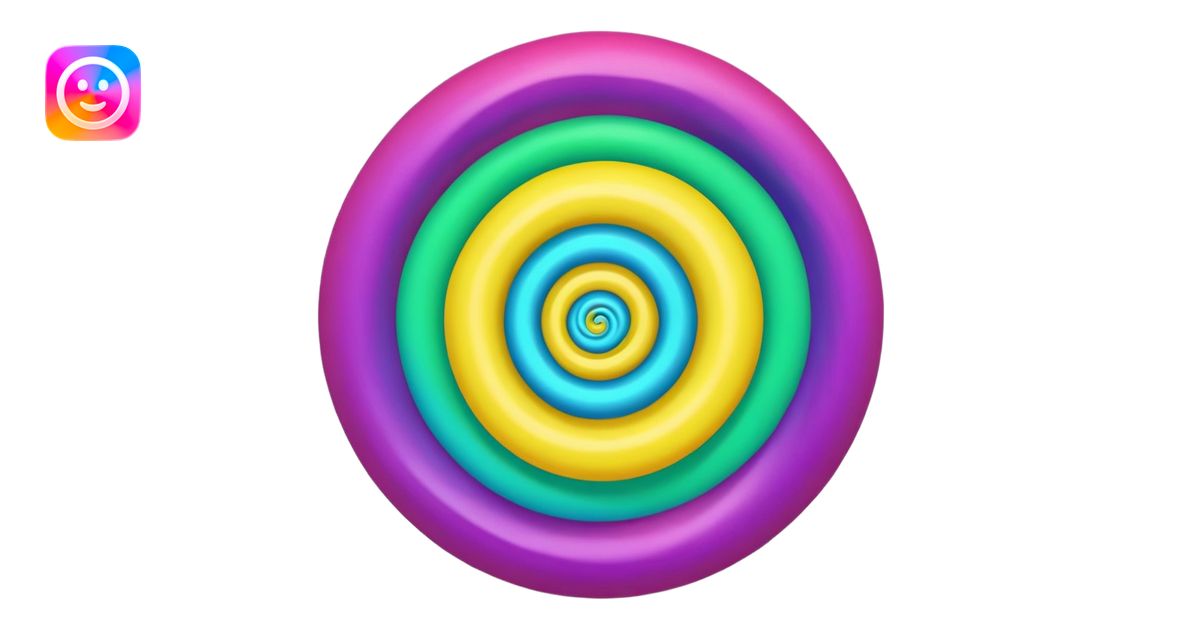 Circular emoji, neon tornado vortex, glowing spiral, blue green outer ...