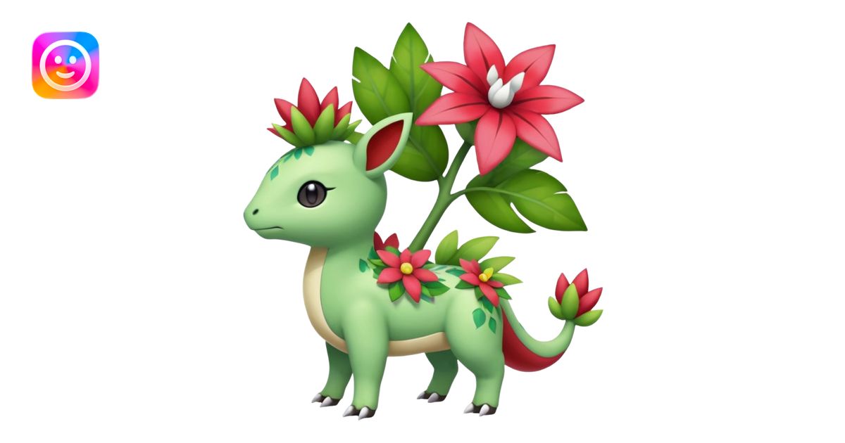 Meganium-Shaymin-Ivysaur-Meloetta-Pokémon-fusion, full body emoji | AI ...