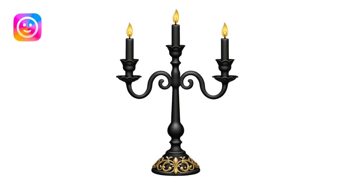 Black Gothic Candelabra with Holly emoji | AI Emoji Generator
