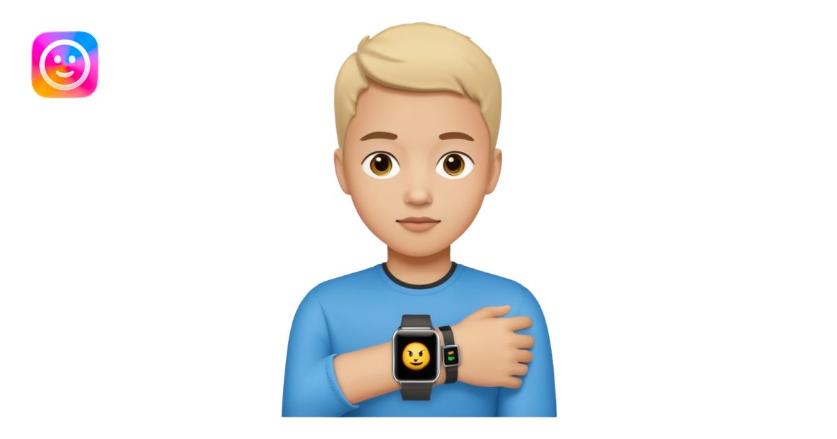 Young person wearing a smartwatch emoji | AI Emoji Generator