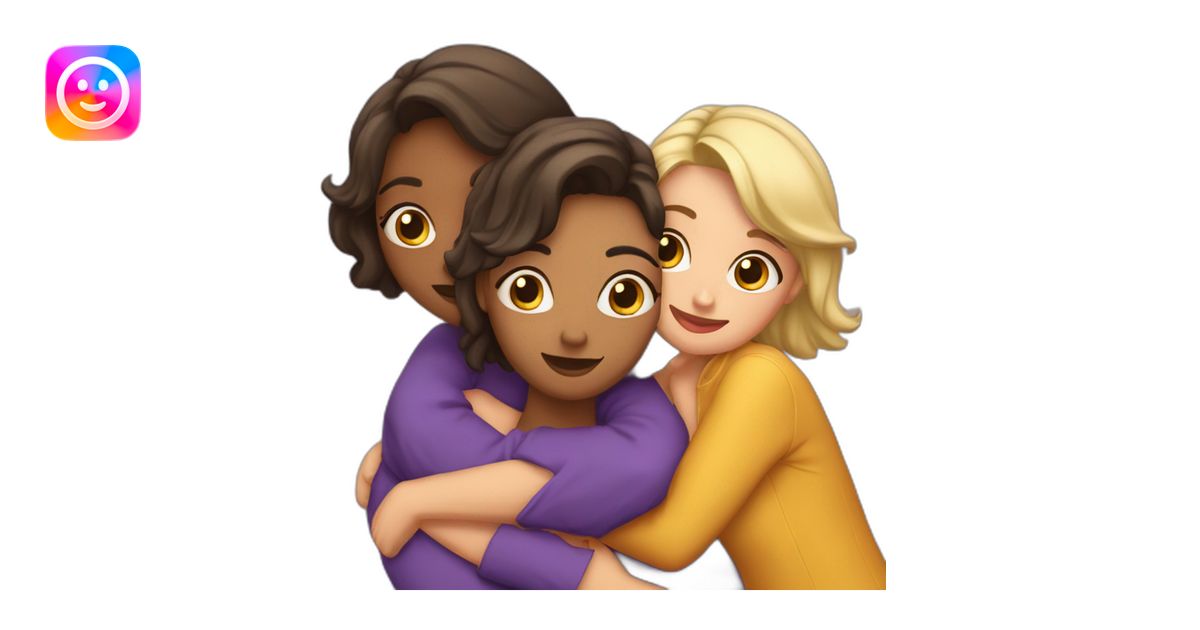 trois amies qui font un calin emoji | AI Emoji Generator
