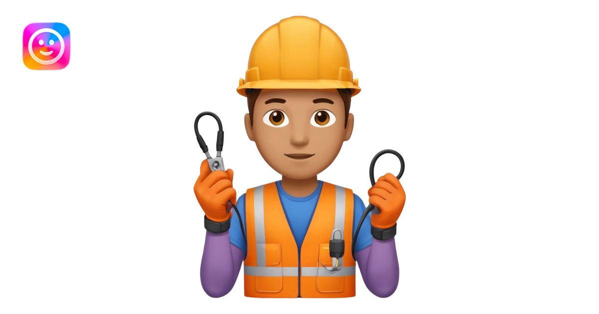 Electrician + cable coil + orange vest, Repair Crew. emoji | AI Emoji ...