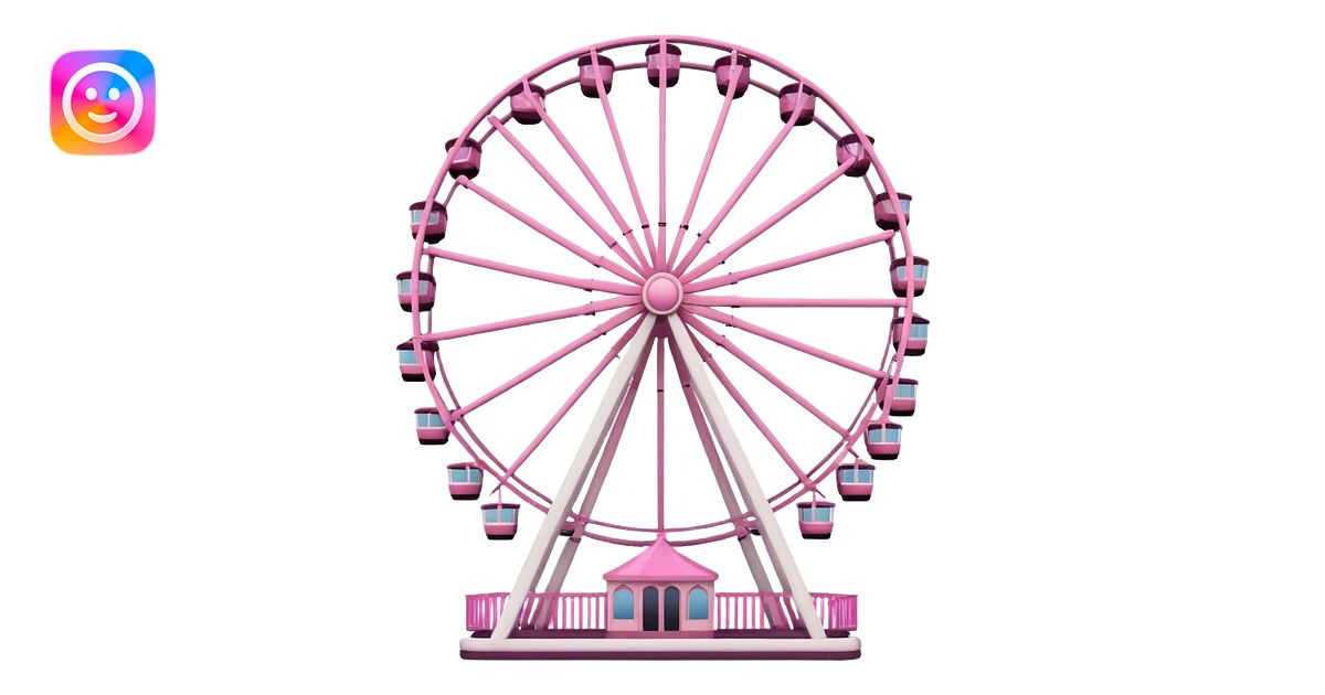 mix light pink dark pink and white girly theme park Ferris wheel emoji ...