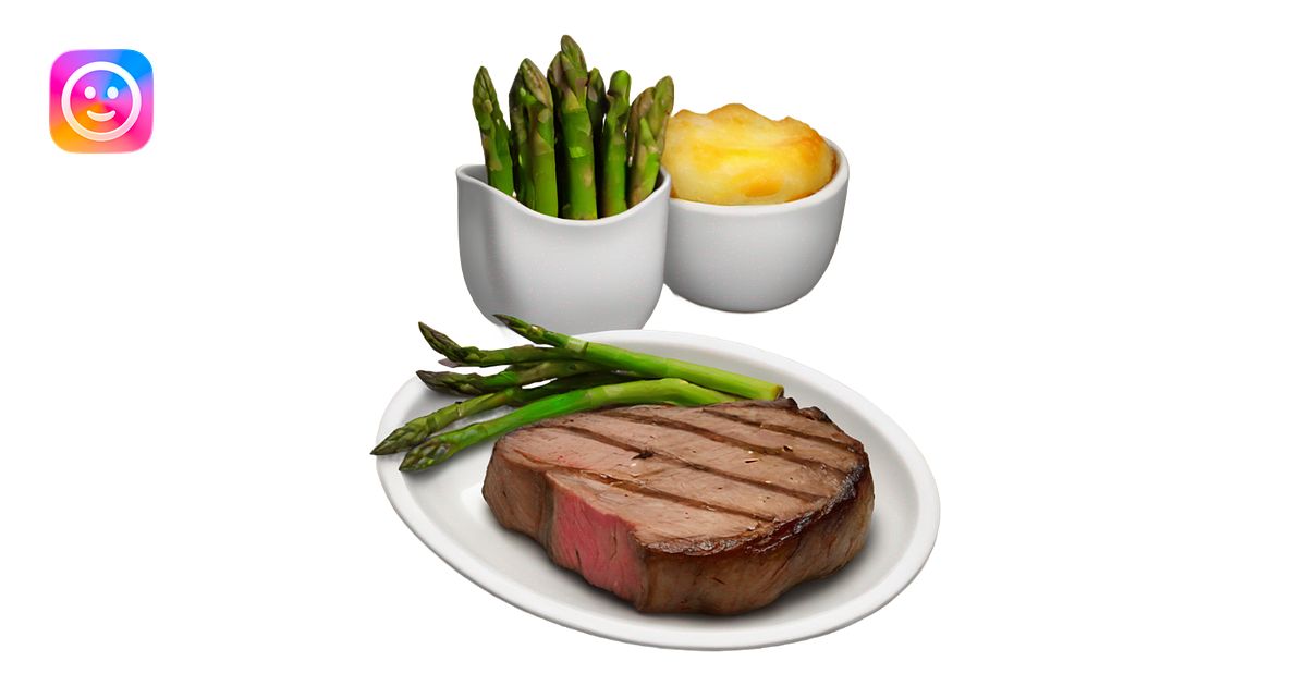 steak with baked potato and asparagus emoji | AI Emoji Generator
