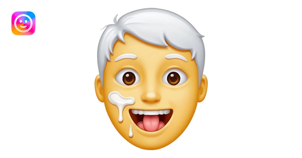 Spilt white glue on their face and smiling with their tongue out emoji ...
