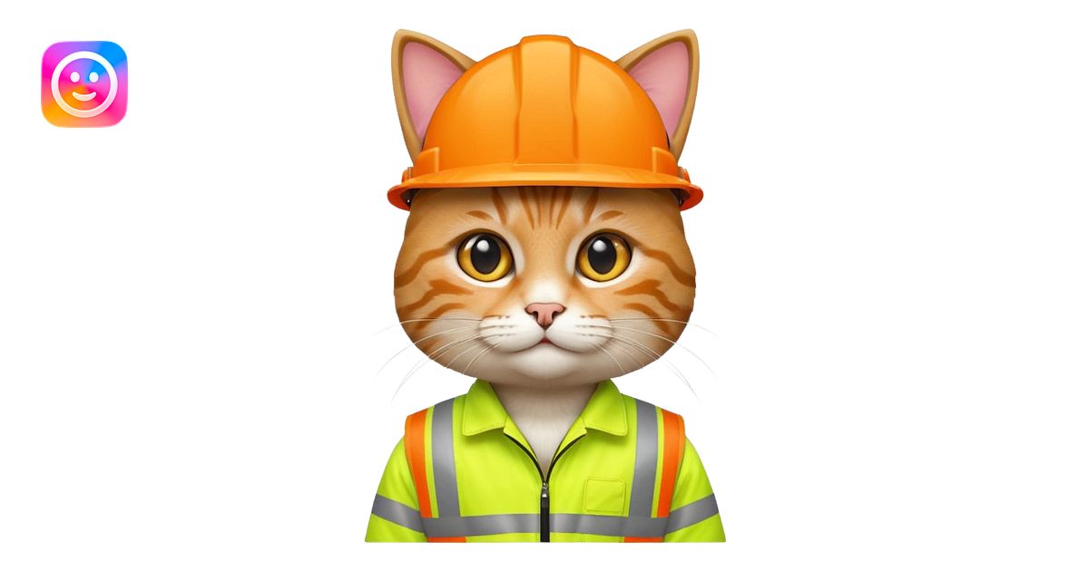 tabby cat in hi-vis clothing facing right emoji | AI Emoji Generator