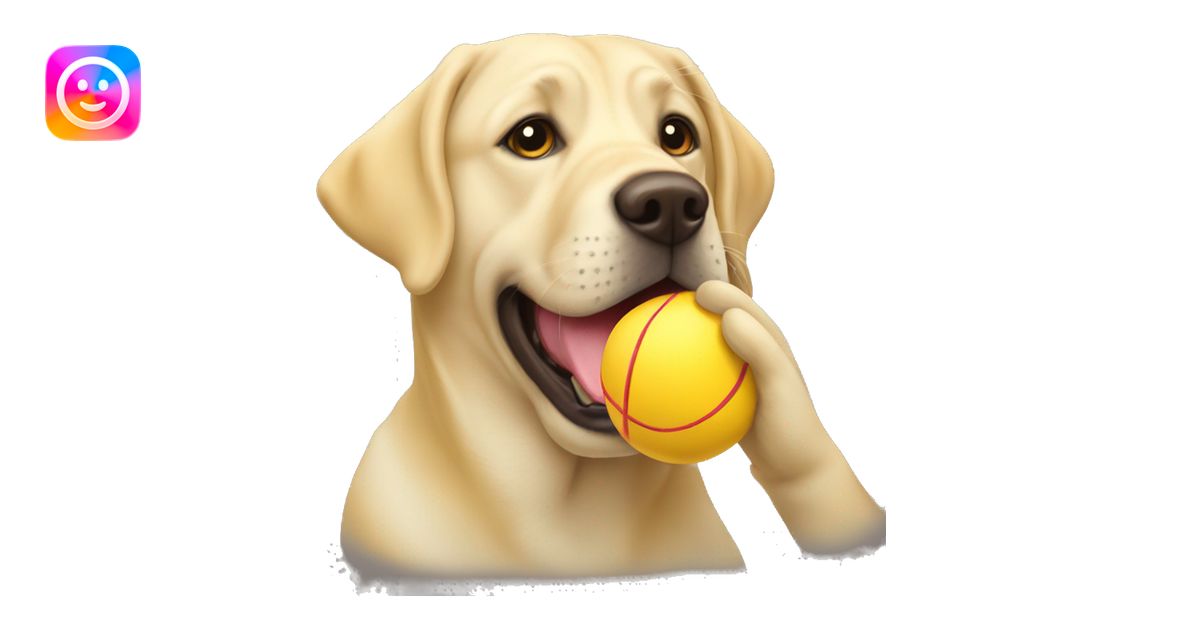 Yellow lab chewing a toy emoji | AI Emoji Generator