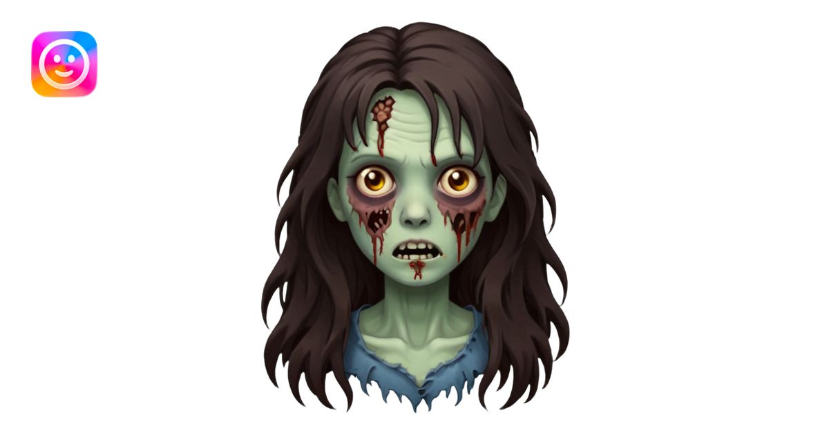 Zombie woman with wavez, dark brown long hair (not thick or voluminous ...