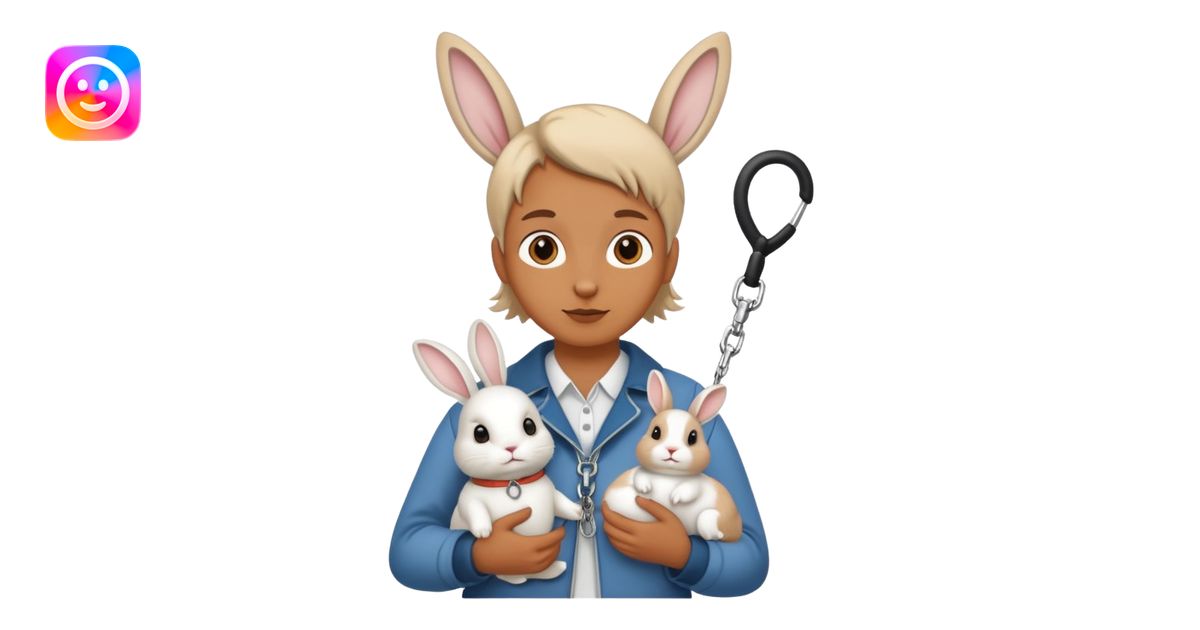 Walker + rabbit leash, Pet Walkers. emoji | AI Emoji Generator