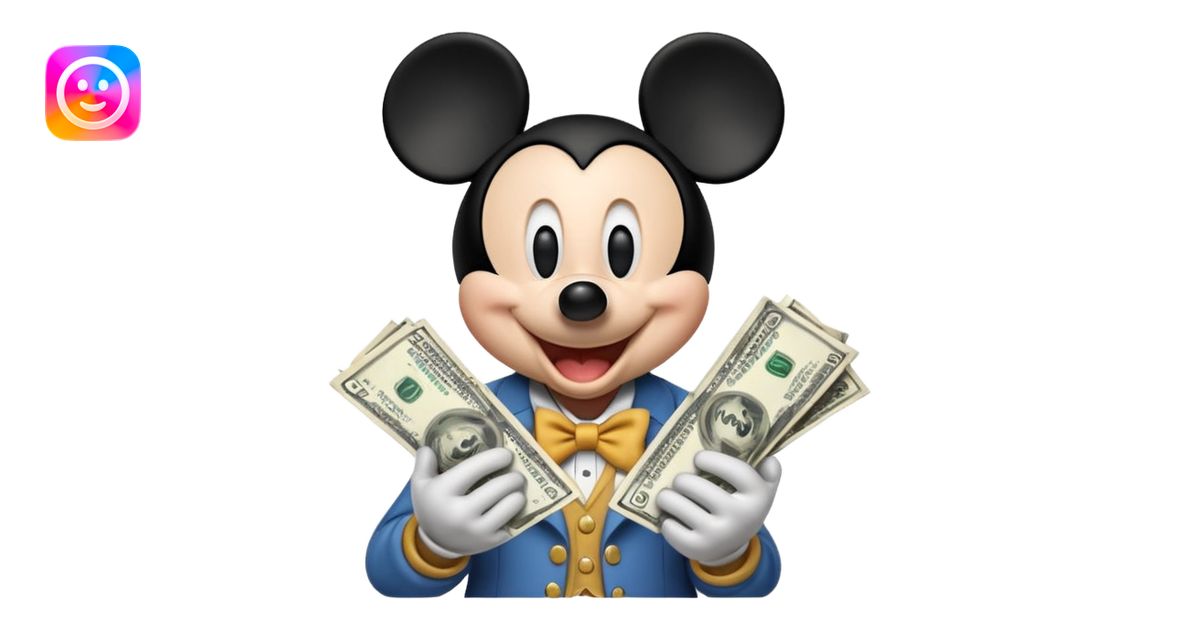 Cash flyaway with Mickey mouse emoji | AI Emoji Generator