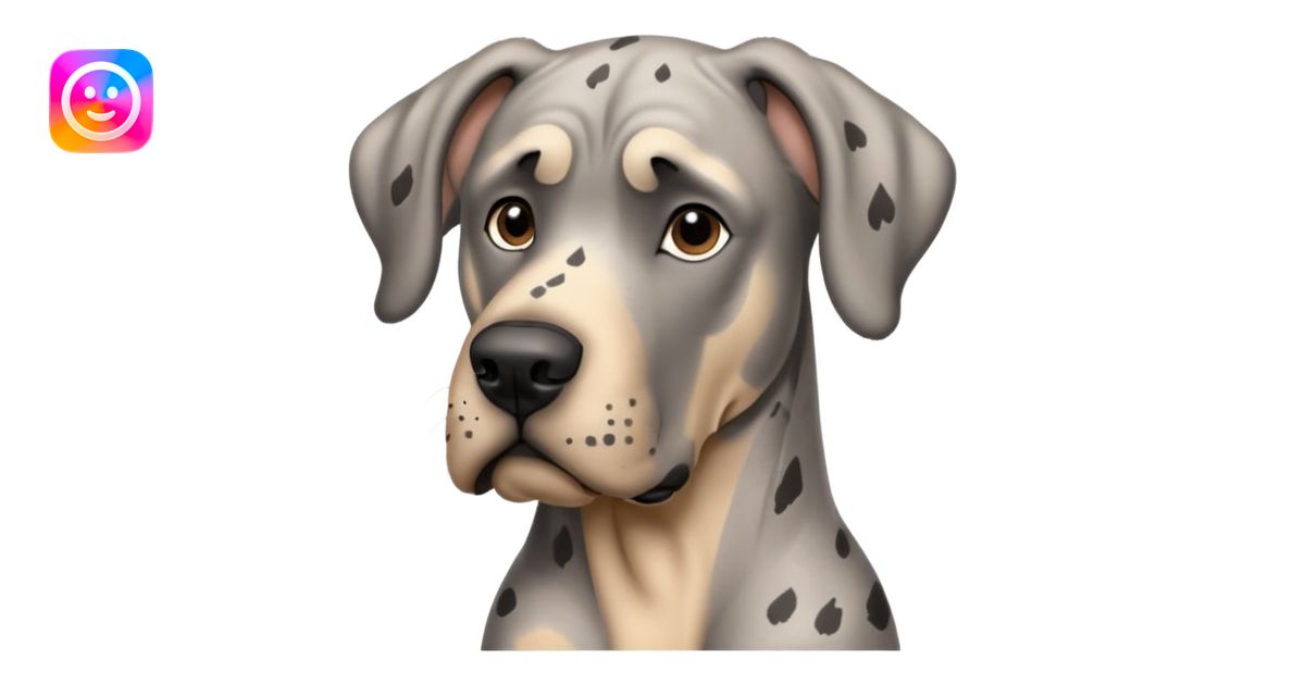 Gray Great Dane with black speckles emoji | AI Emoji Generator