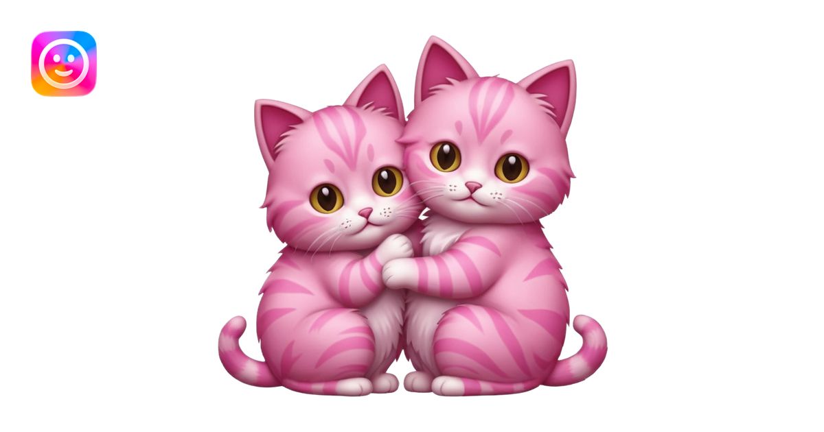 two pink cats grooming each other emoji | AI Emoji Generator