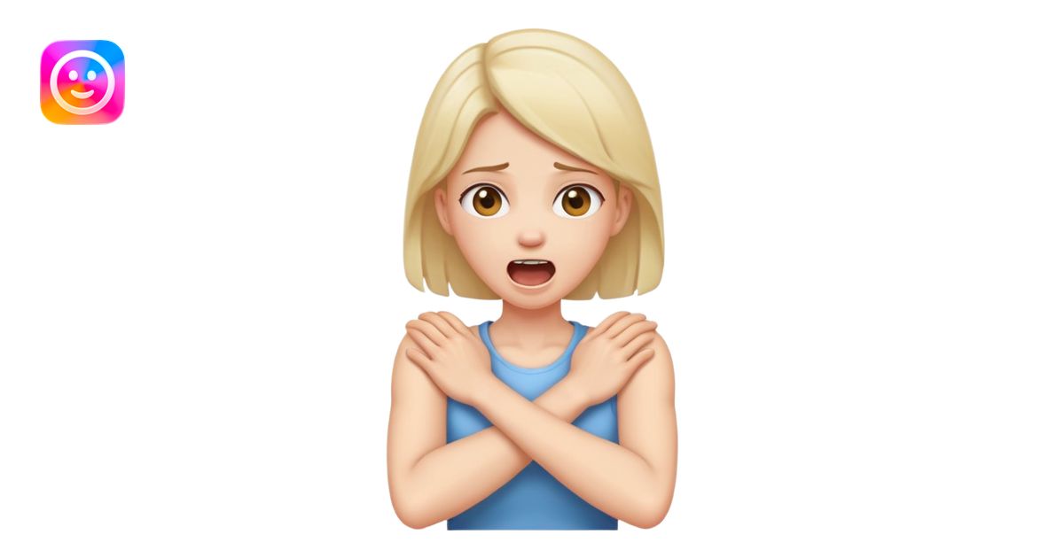 girl with her arms crossed holding her neck screaming emoji | AI Emoji ...