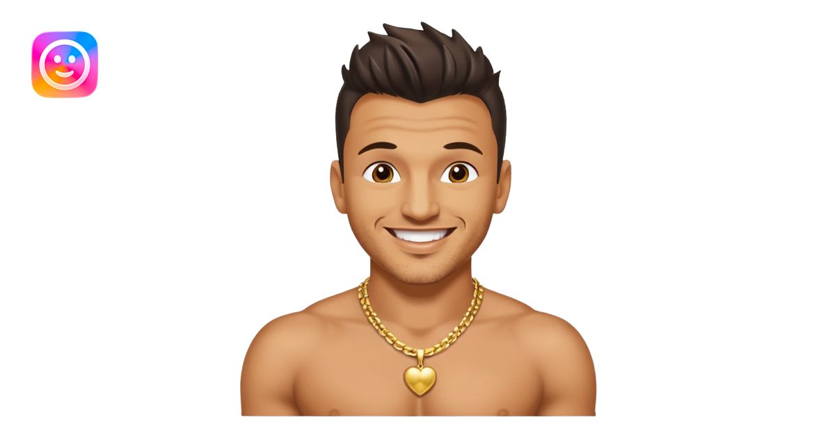 Peter Andre shirtless with necklace emoji | AI Emoji Generator