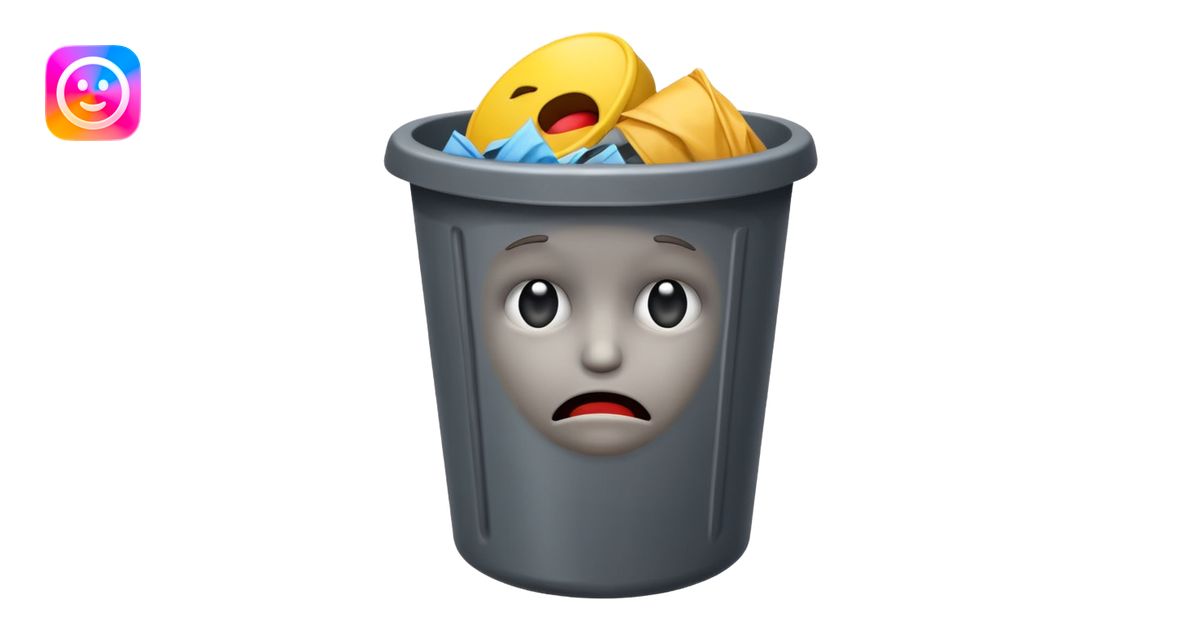 put an emoji into a trash bin. show just the emoji in a trash bin emoji ...