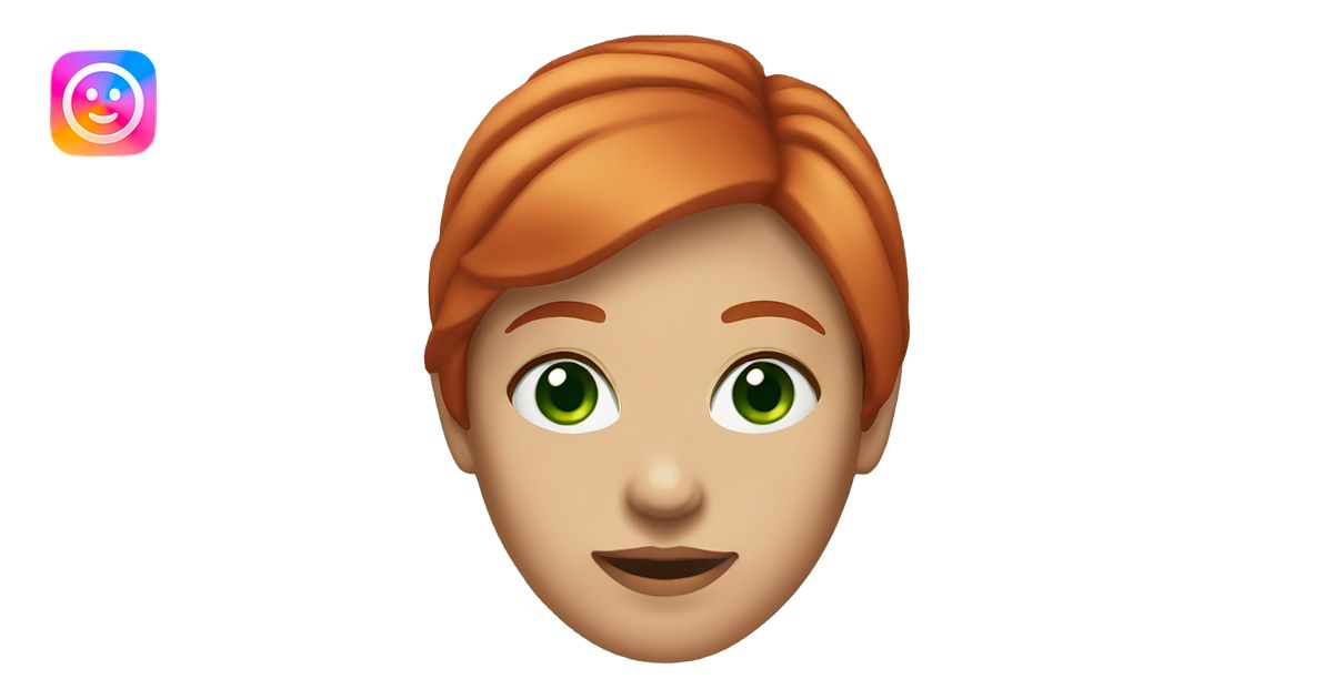red straight haired woman face with green eyes short hair emoji | AI ...