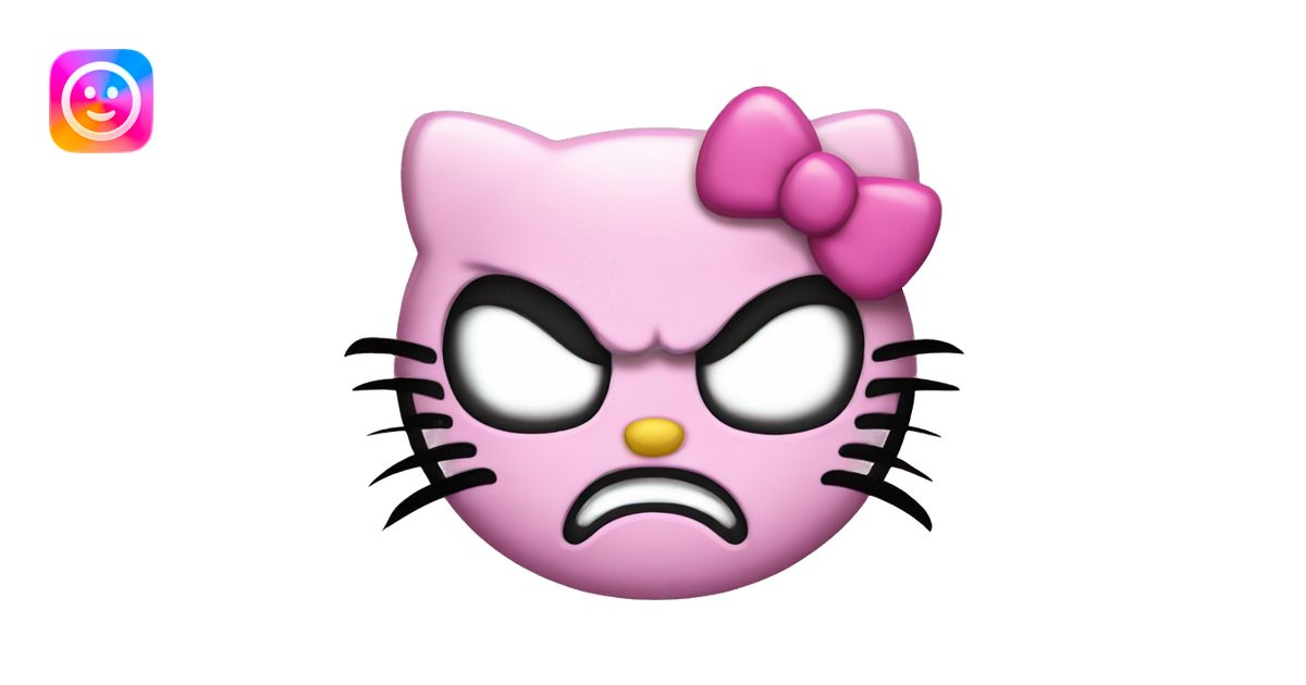 Angry hello kitty face emoji | AI Emoji Generator