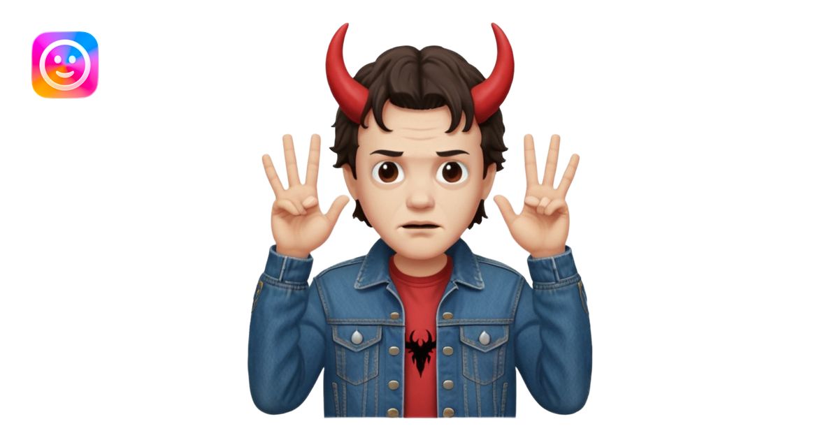 Eddie the freak from stranger things with his iconic hand sign over his ...