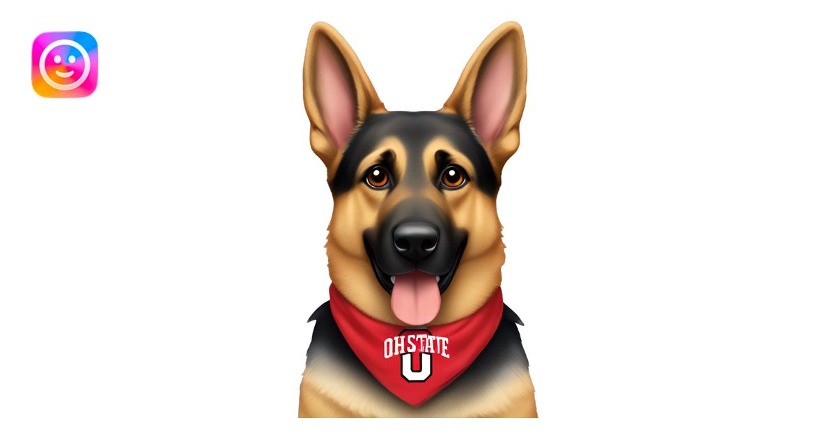 German Shepherd wearing an Ohio state bandana around its neck emoji ...