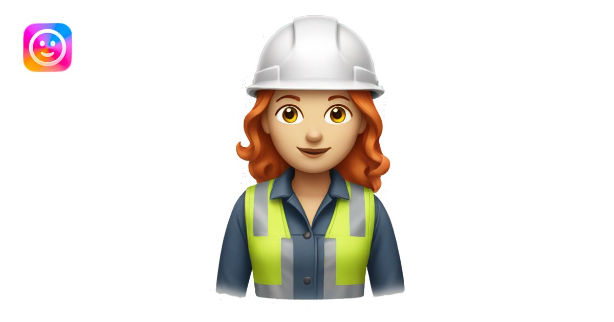 Redhead female construction worker emoji | AI Emoji Generator